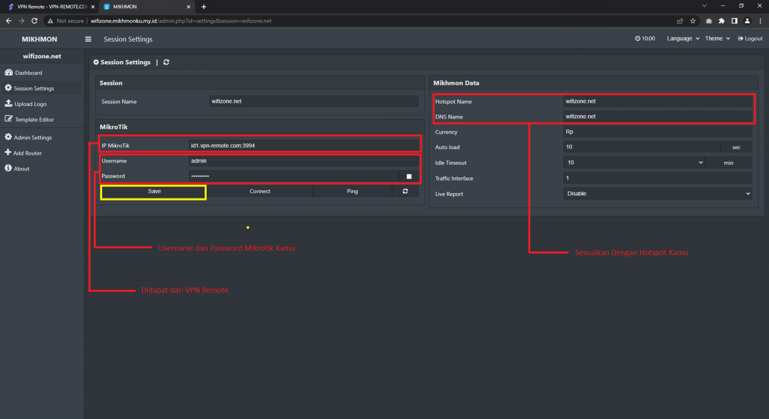 Membuat Mikhmon Online | Dokumentasi VPN-Remote.com